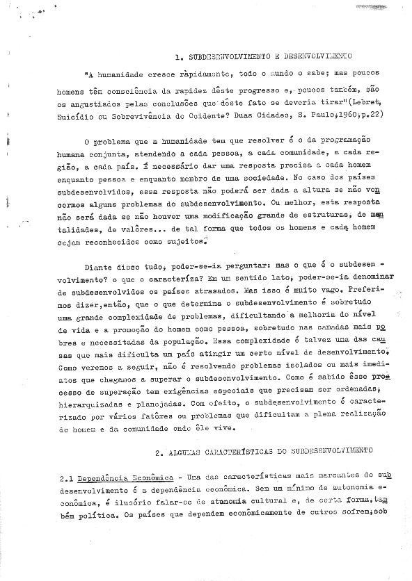 Fundamentação do programa para 1965. 1ª parte: Est. Soc. 1.5 ...