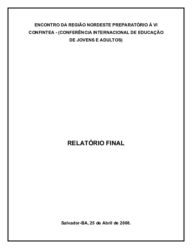Relatório Final – Fórum EJA Brasil